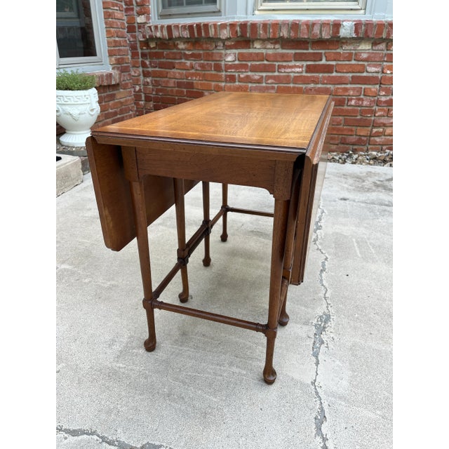 Henredon Faux Bamboo Walnut Gateleg Side Table | Chairish