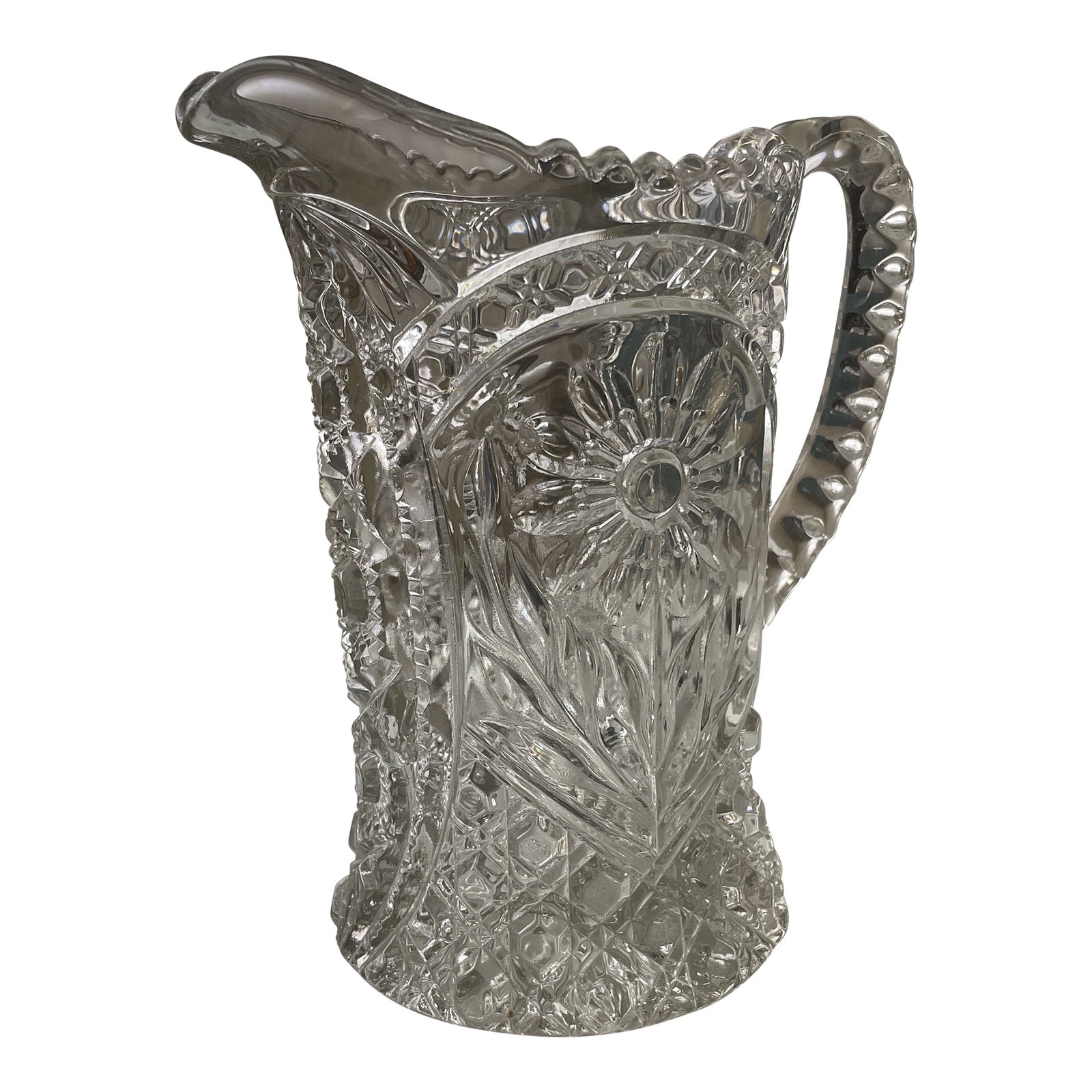 Mid 20th Century Vintage Mayflower Design Pressed Glass Pitcher | Chairish