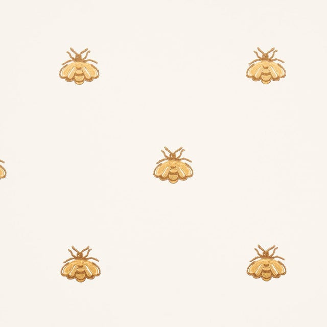 SAMPLE - Schumacher Hubert's Bees Wallpaper In White & Gold | Chairish