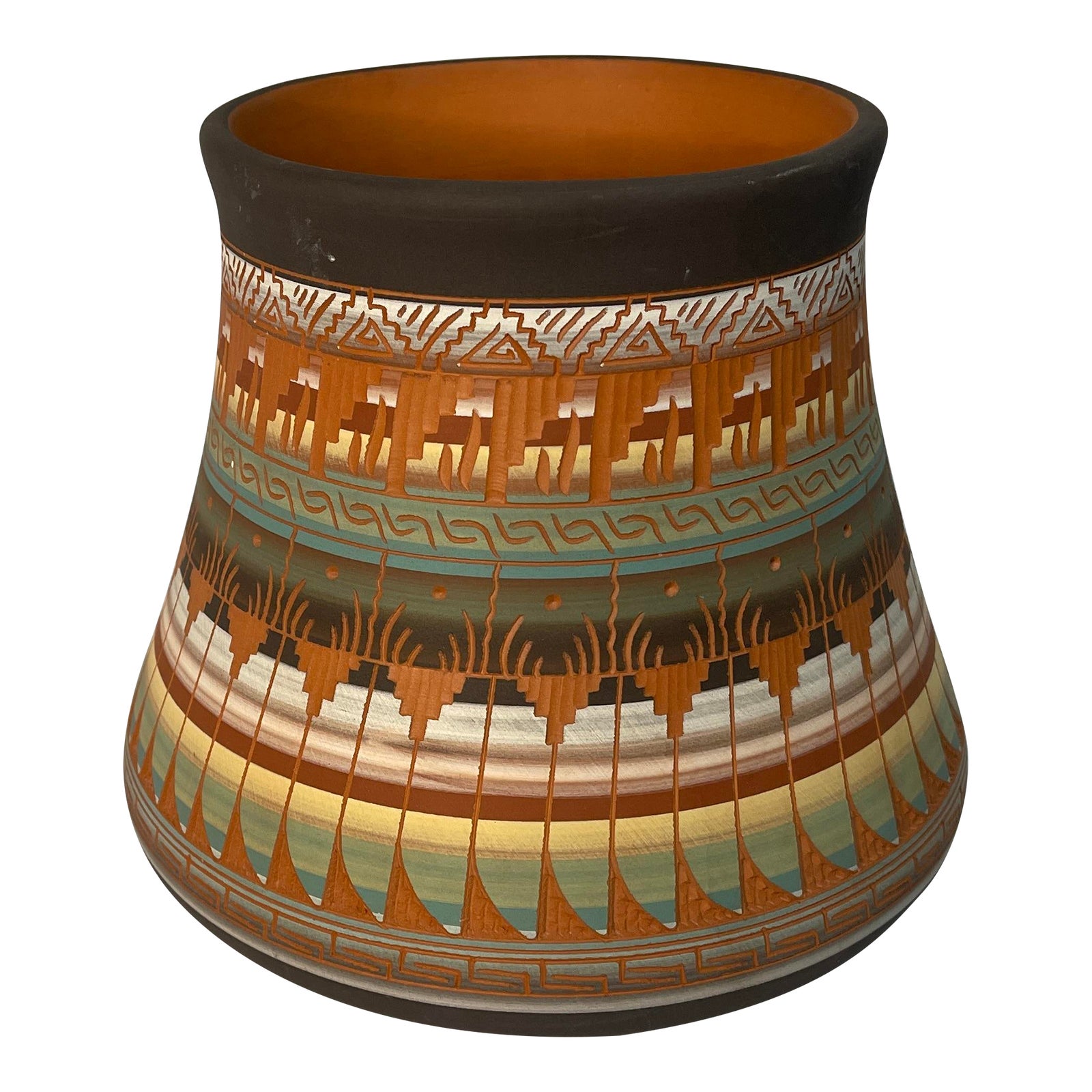 1990s Native American Dennison Billy Pottery Vase | Chairish