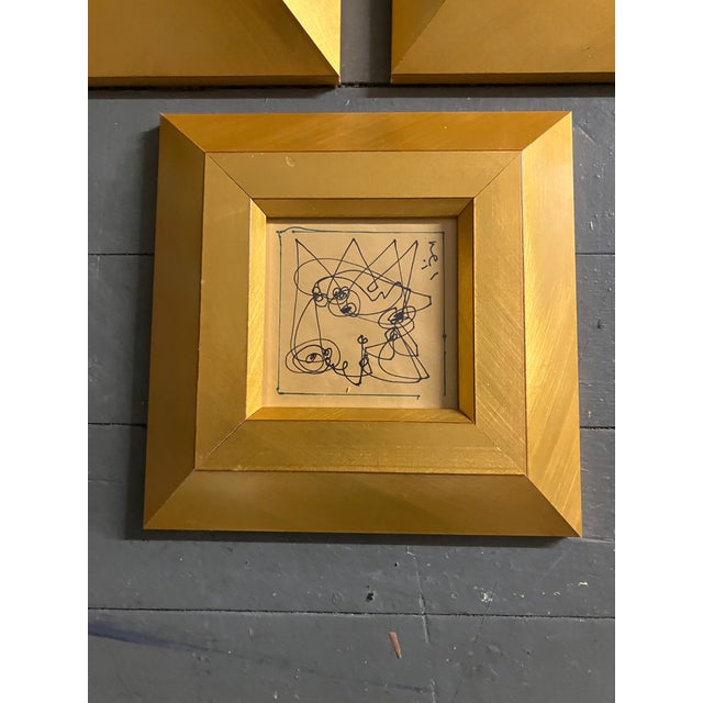 Contemporary 3 Original Wayne Cunningham Small Abstract Ink Drawings ...