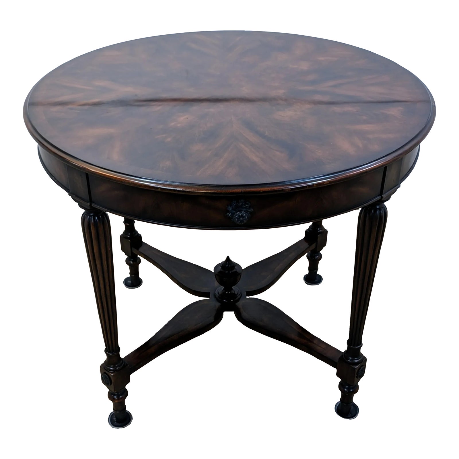 Theodore Alexander Round Wood Flame Mahogany End Table | Chairish