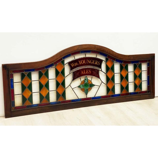 Large Wm. Youngers Ales Stained Glass Pub Sign From Scotland | Chairish