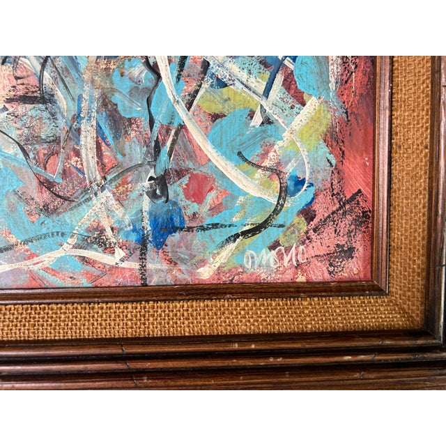 70's Midcentury Abstract Expressionist Oil on Canvas Painting, Signed ...