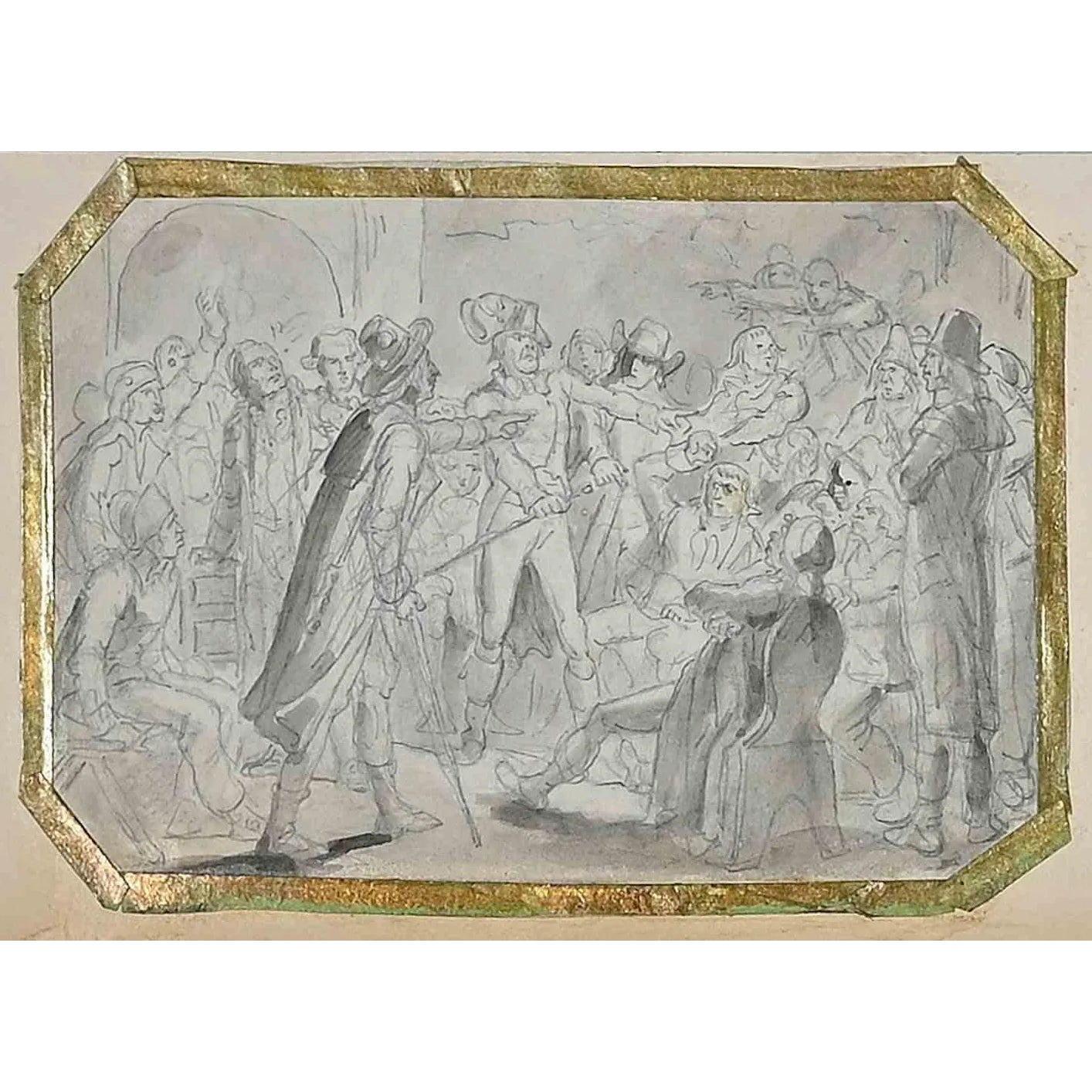 Jules David, The Final Decision's Night, Original Pencil Drawing, 19th ...