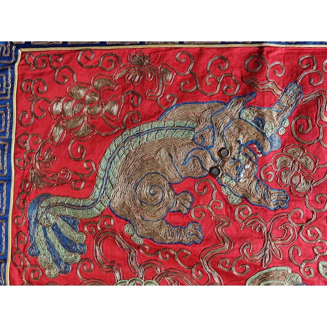 Mid 20th Century Silk & Gold Thread Chinese Embroidery | Chairish