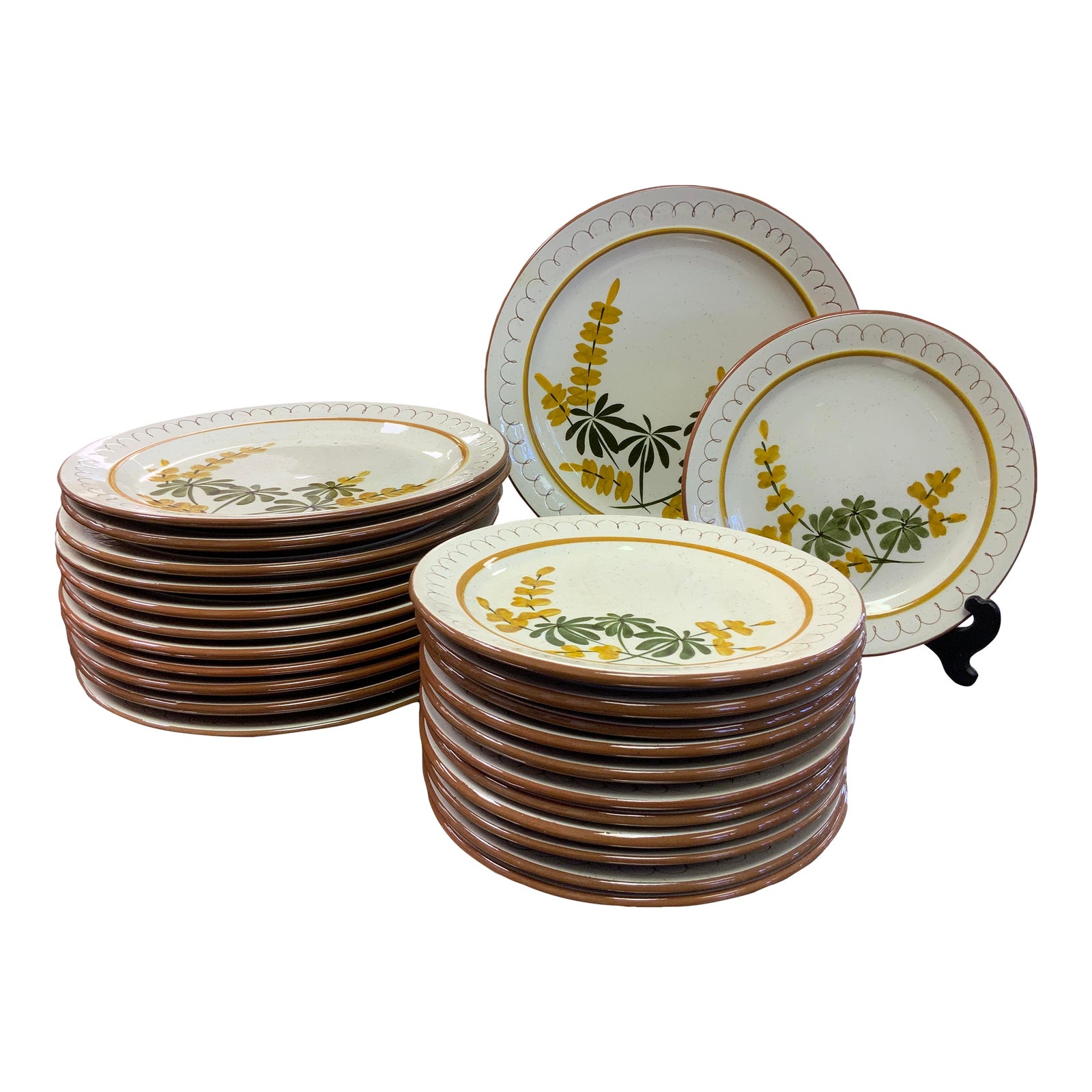 1970s Stangl Pottery Hand Painted Twelve Dinner and Twelve Lunch Plates ...