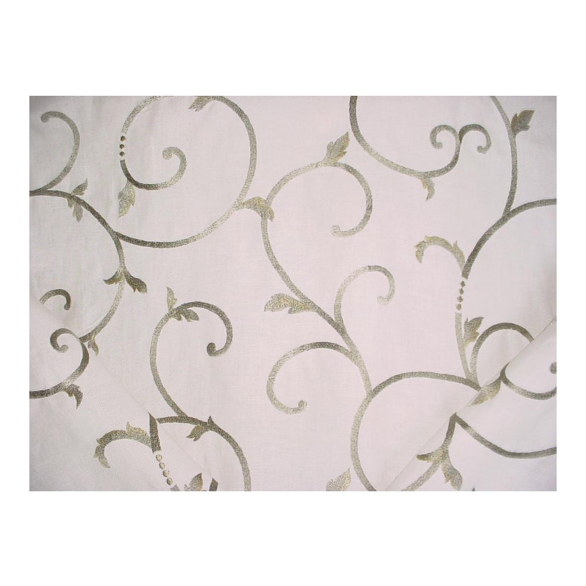 Kravet Couture Linen Scroll Embroidered Linen Upholstery Fabric - 10-1/ ...