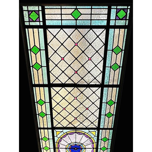 Antique Ornamental Stained Glass Skylight Window | Chairish