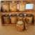 Farmhouse Spice Rack With 8 Natural Wooden Spice Boxes | Chairish
