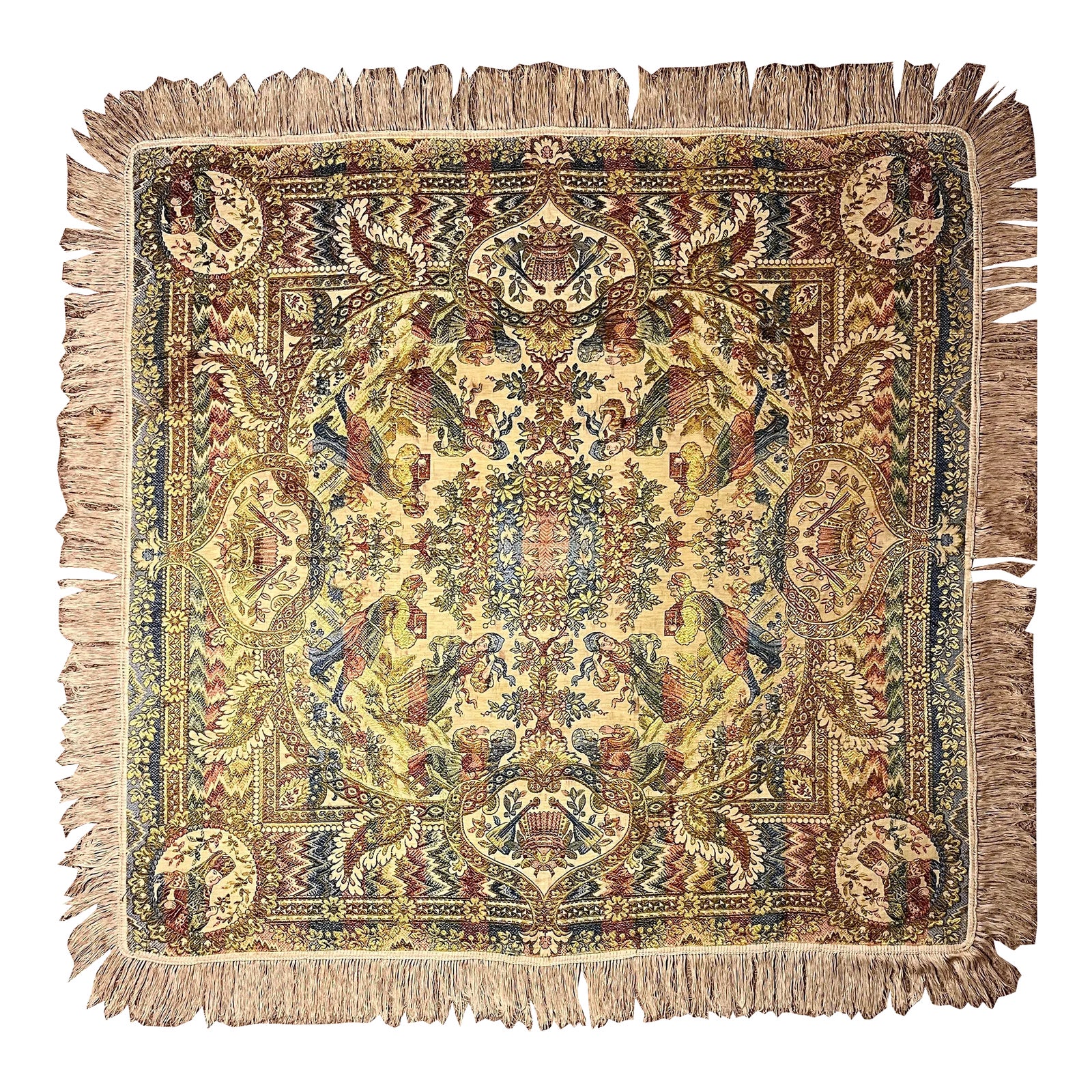 Mid 19th Century Antique Russian Empire Silk Tapestry Tablecloth | Chairish
