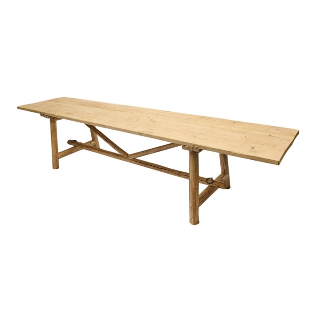 Italian Antique Harvester Farm Table | Chairish