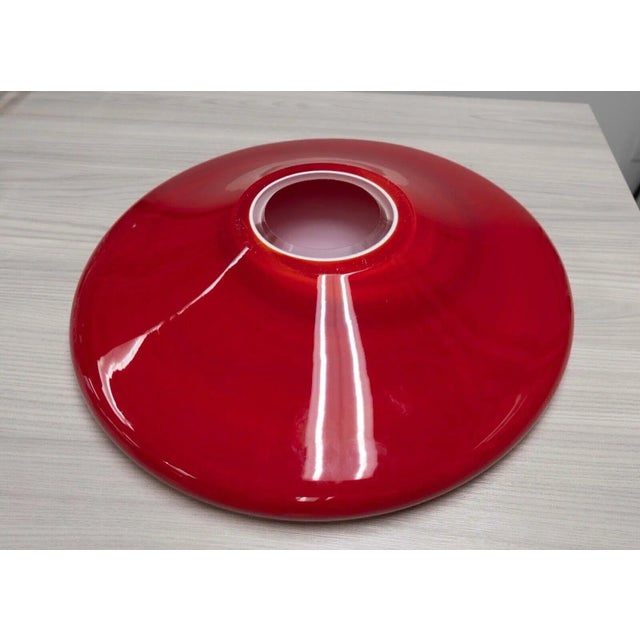Red Round Glass Dish Bowl Contemporary Modern | Chairish