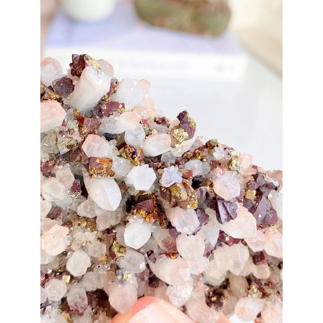 Red Hematite Quartz Pyrite Gold Chalcopyrite Crystal Cluster Display ...