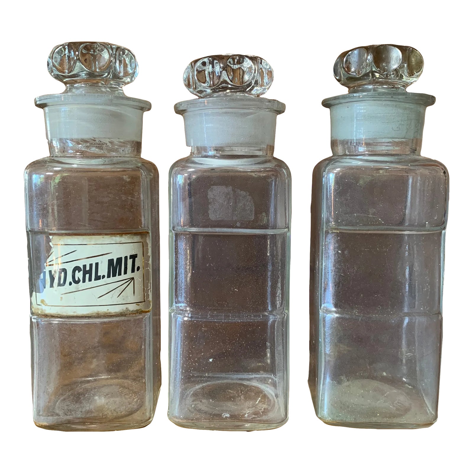 Antique Large Apothecary Bottles - Set of 3 | Chairish