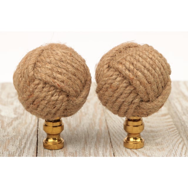 Jute Knot Lamp Finials - a Pair | Chairish