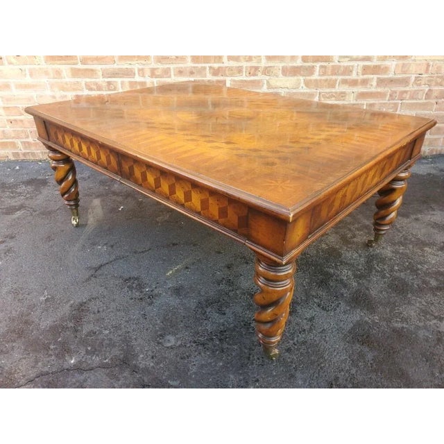 1960s Vintage Victorian English Parquetry 2 Drawer Coffee Table | Chairish