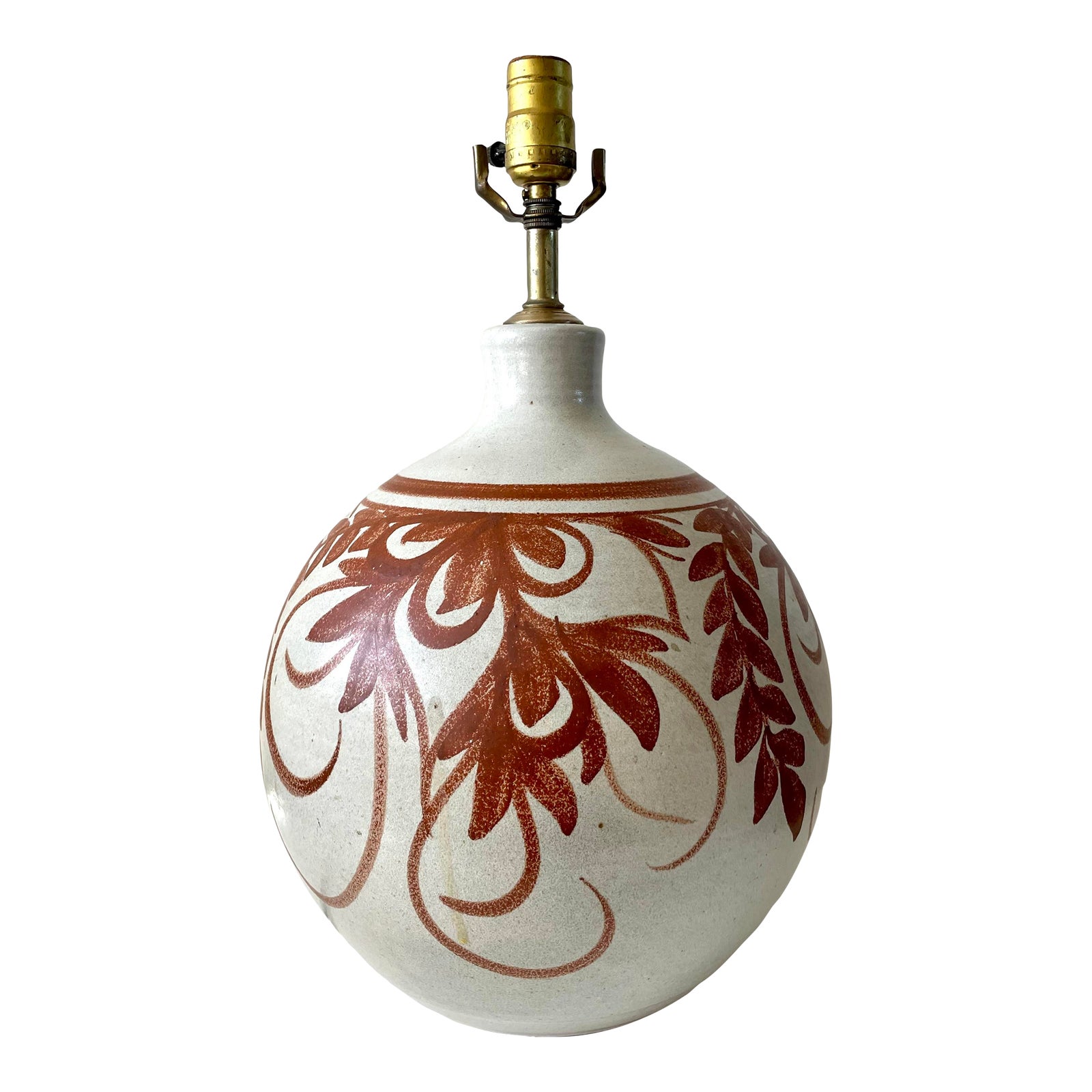 Vintage Mid Century Modern Studio Pottery Organic Botanic Table Lamp ...