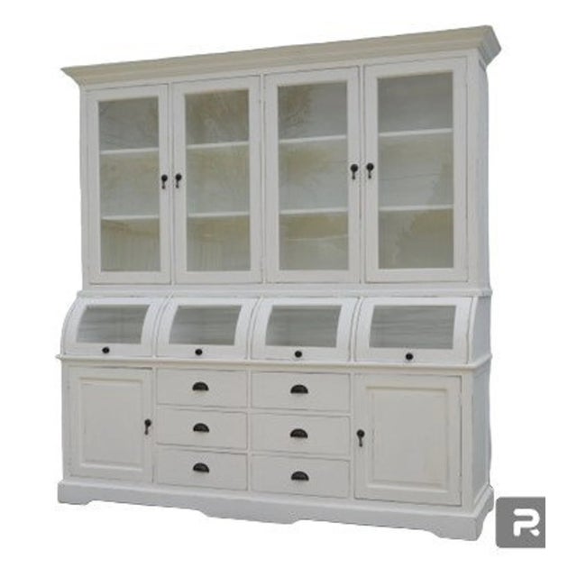 Farmhouse Distressed White Kitchen Pantry | Chairish