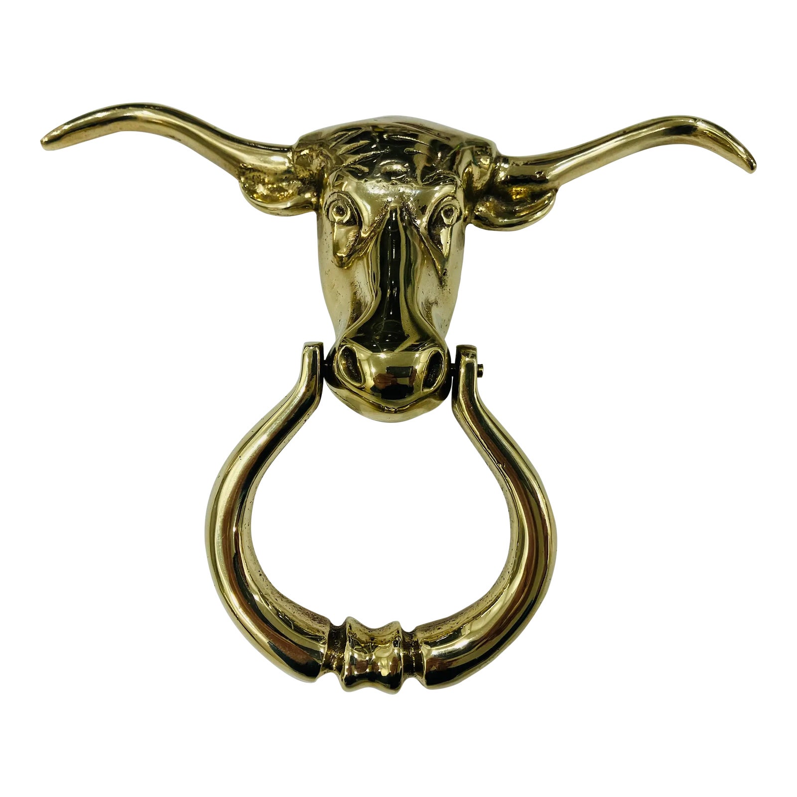 1990s Solid Brass Steer Head Door Knocker | Chairish
