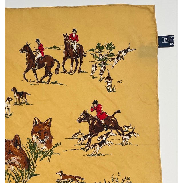 1990 Ralph Lauren Fox Hunt Scarf or Pocket Square | Chairish