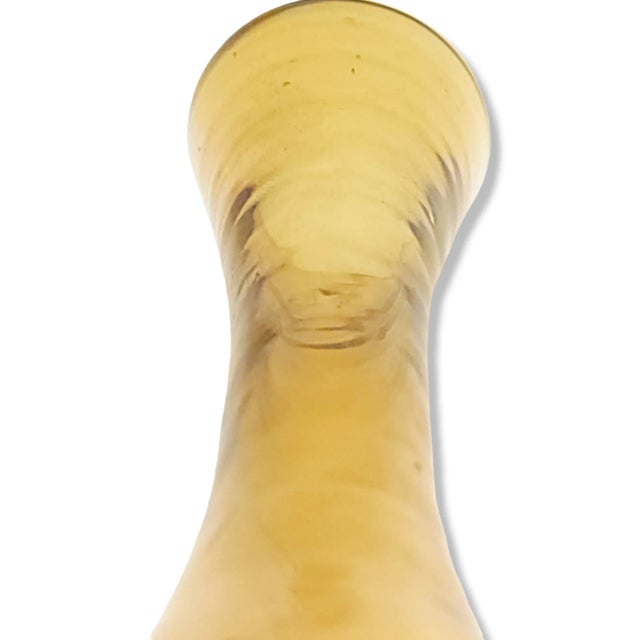 Vintage Amber Glass Vase Hand Blown Bubbles Art Glass Chairish
