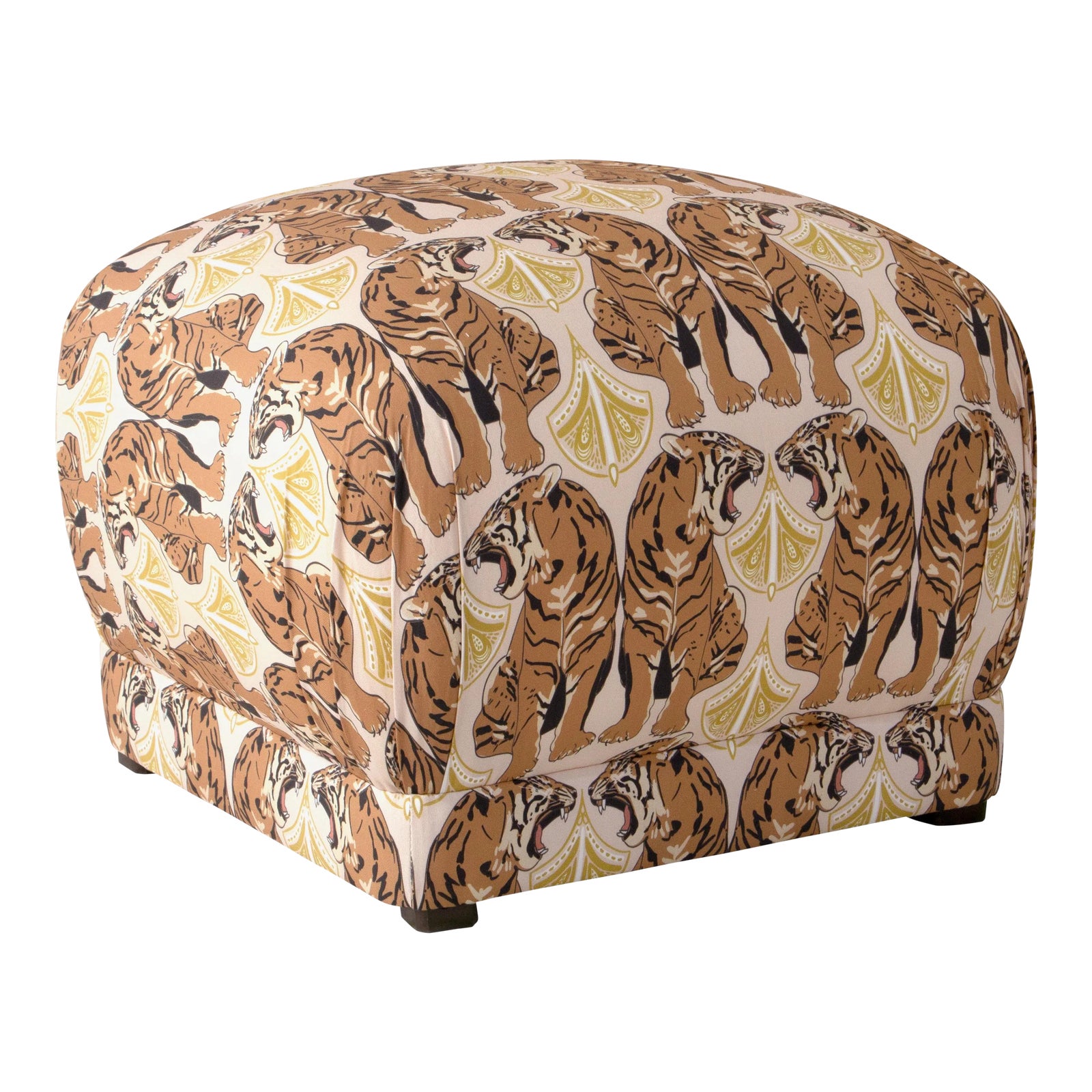 Square Ottoman in Chan Tiger Blush Oga | Chairish