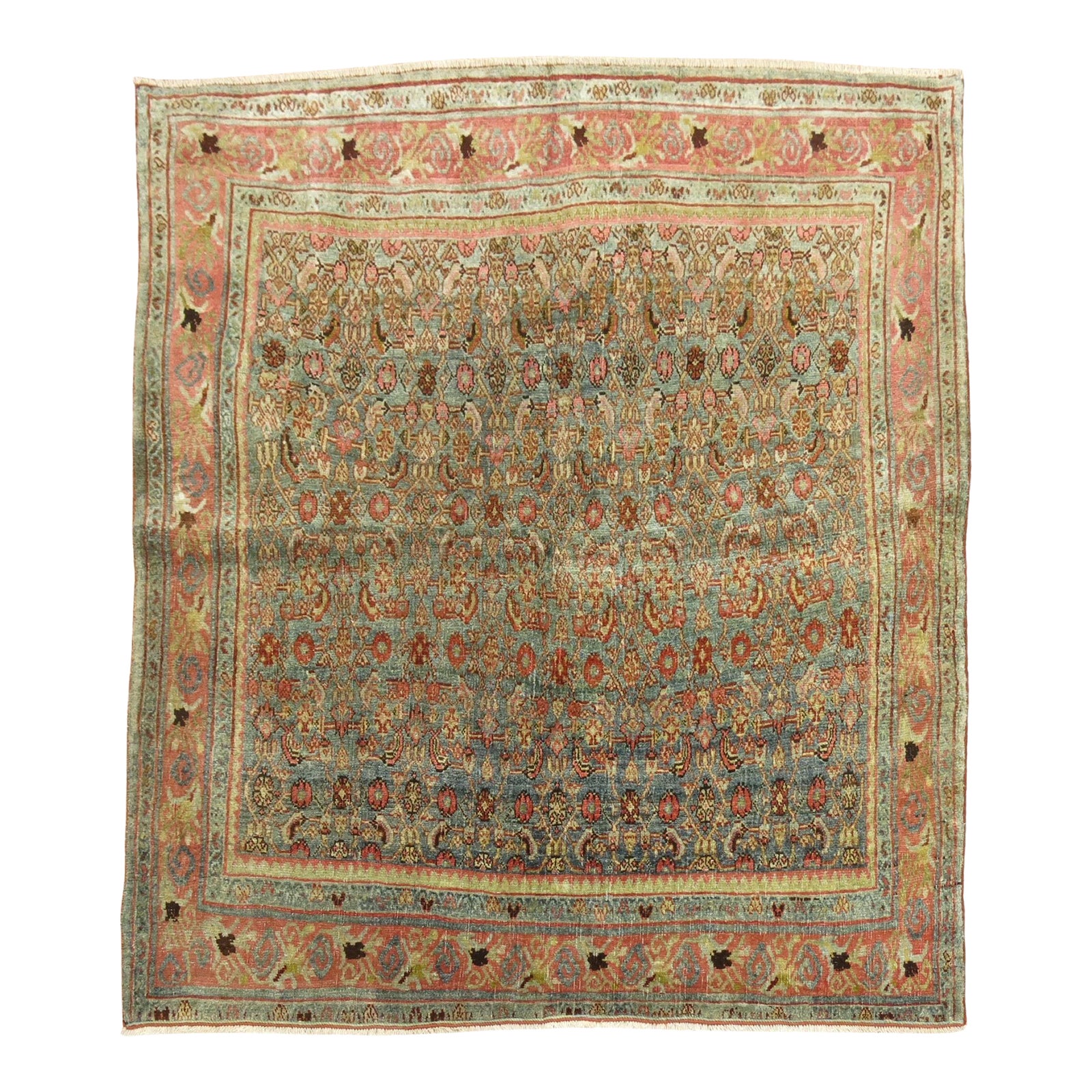 Antique Persian Bidjar Square Rug | Chairish