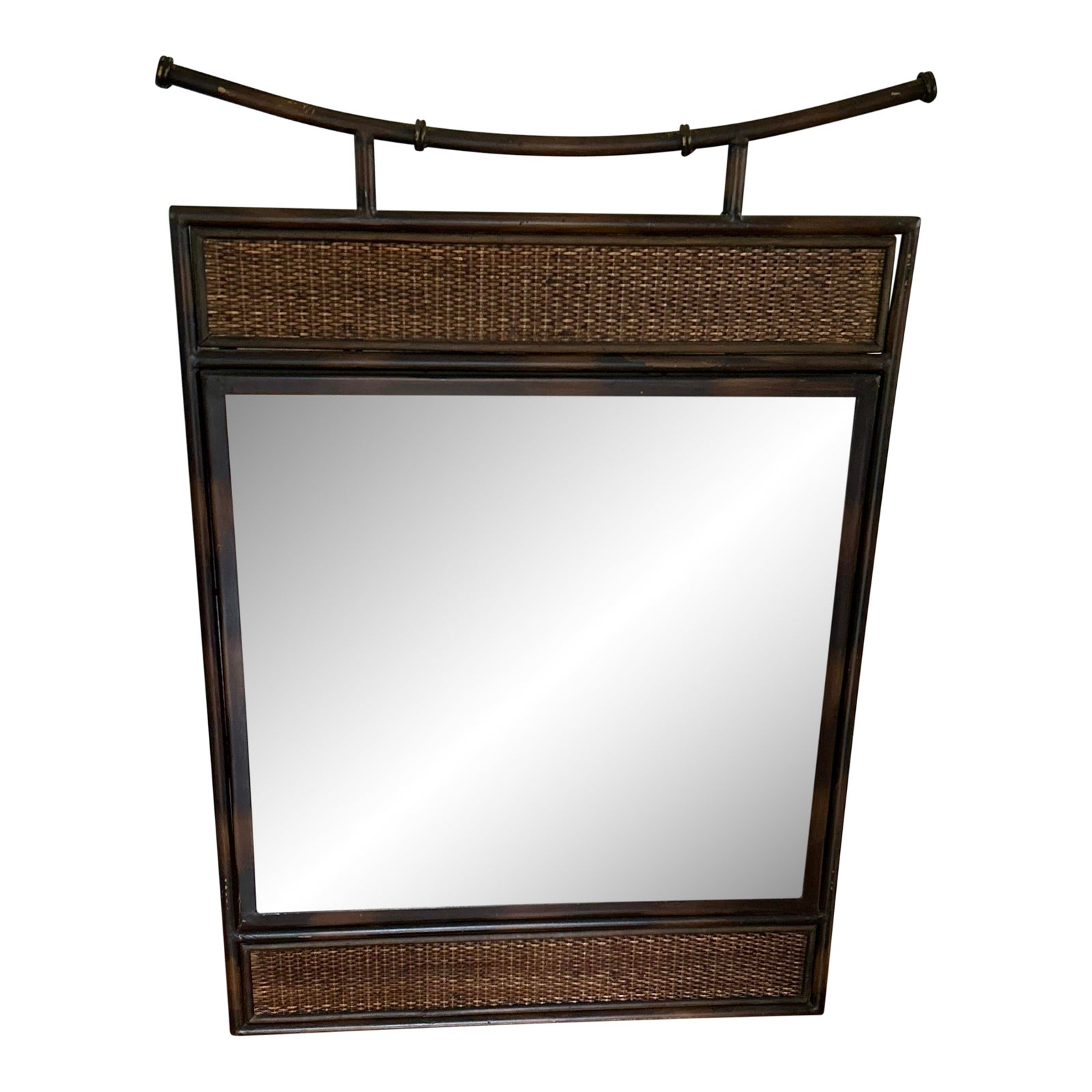 Vintage Chinoiserie Rattan and Cane Mirror | Chairish