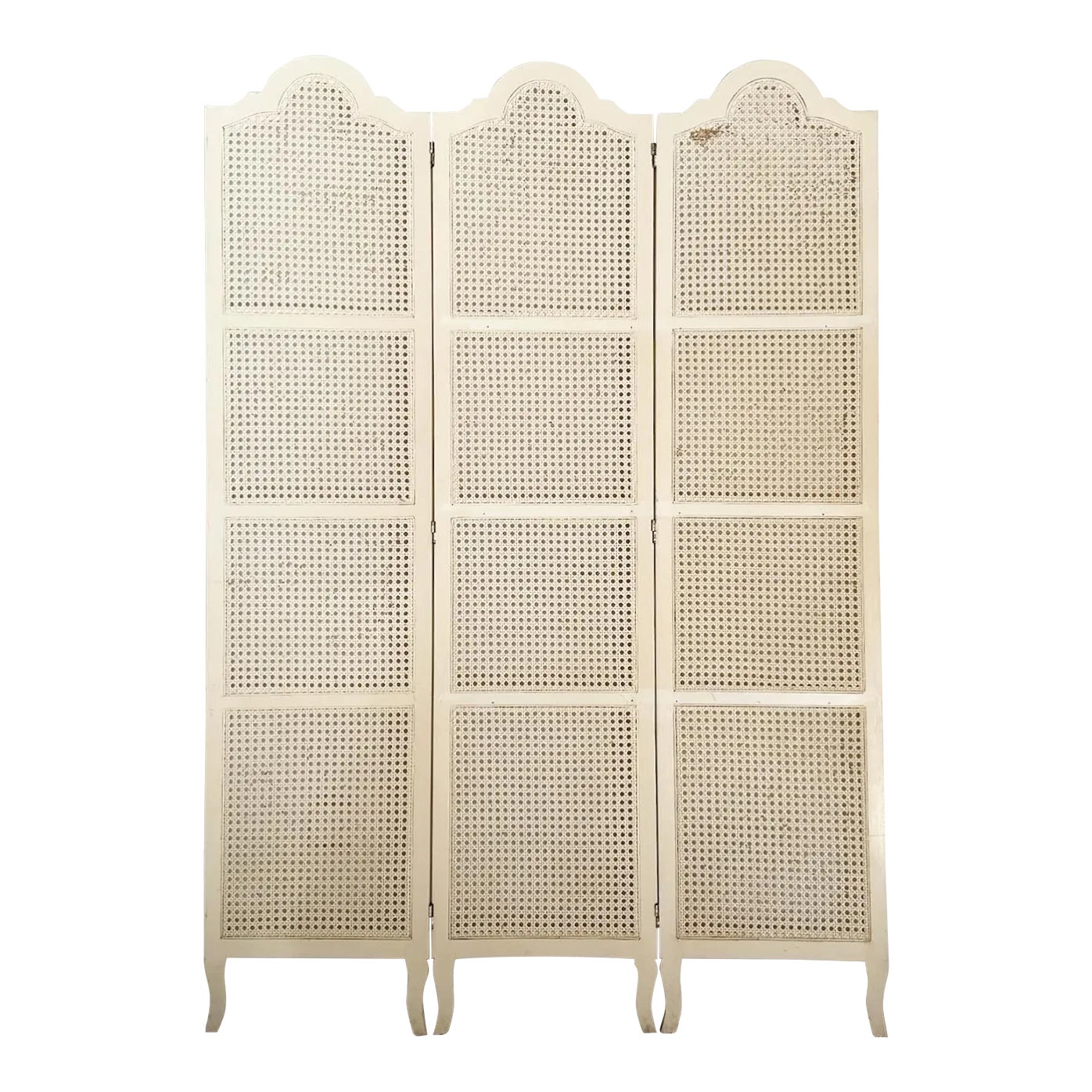 Regency Chic Off White Cane Room Divider/Screen | Chairish