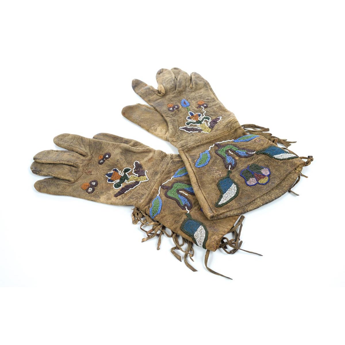Antique Native American Leather & Beads Gloves | Chairish