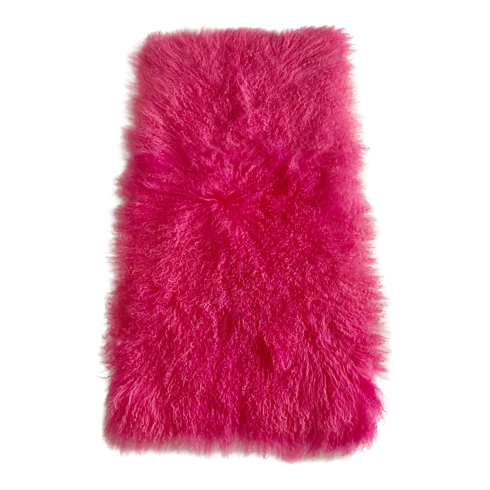 Hot Pink Dyed Tibetan Curly Sheepskin Throw Rug | Chairish