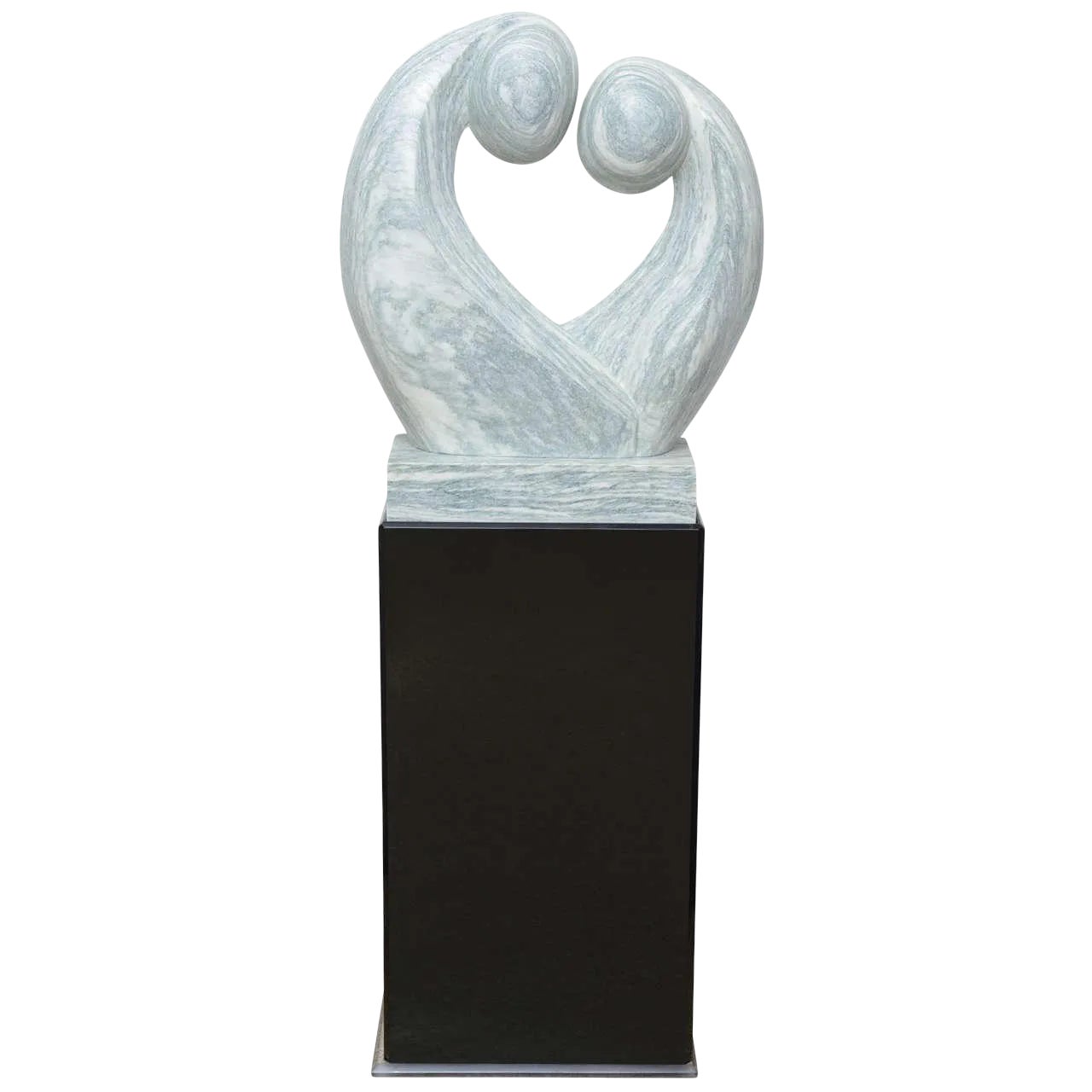 Modernist "Lovers" Heart Shaped Marble Sculpture on Black Lucite ...