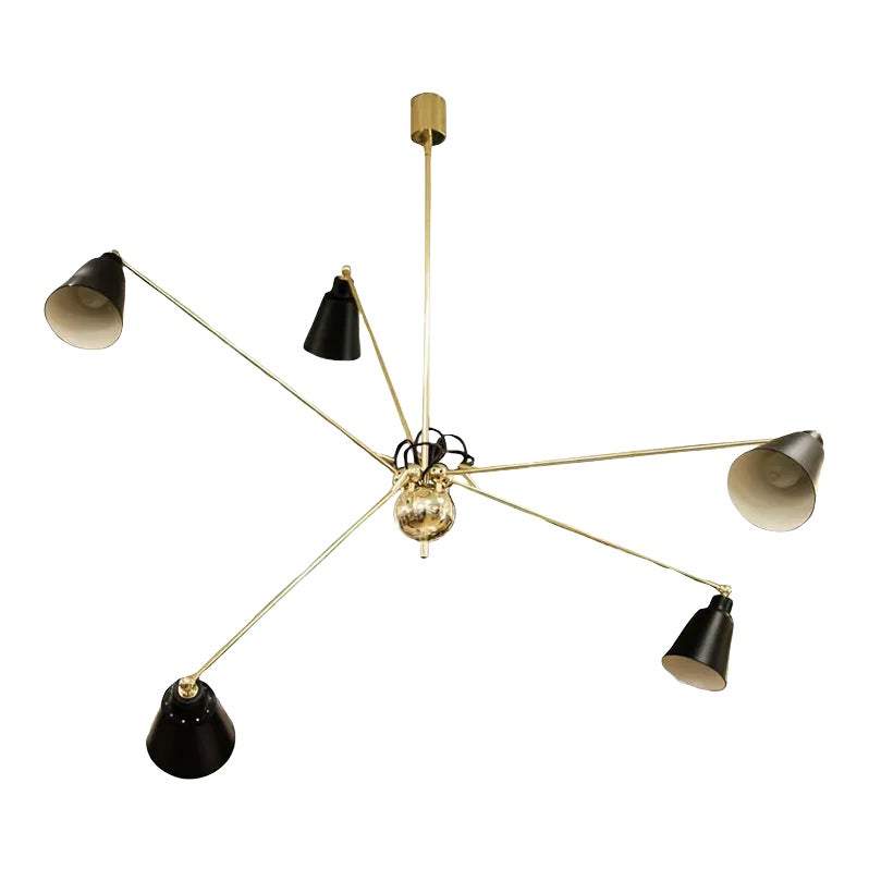 Five Star Ceiling Light in Brass | Chairish