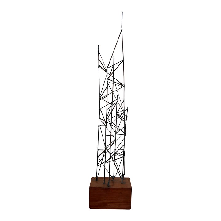 Vintage Minimalist Brutalist Skeletal Tower Sculpture, Unsigned, Circa ...