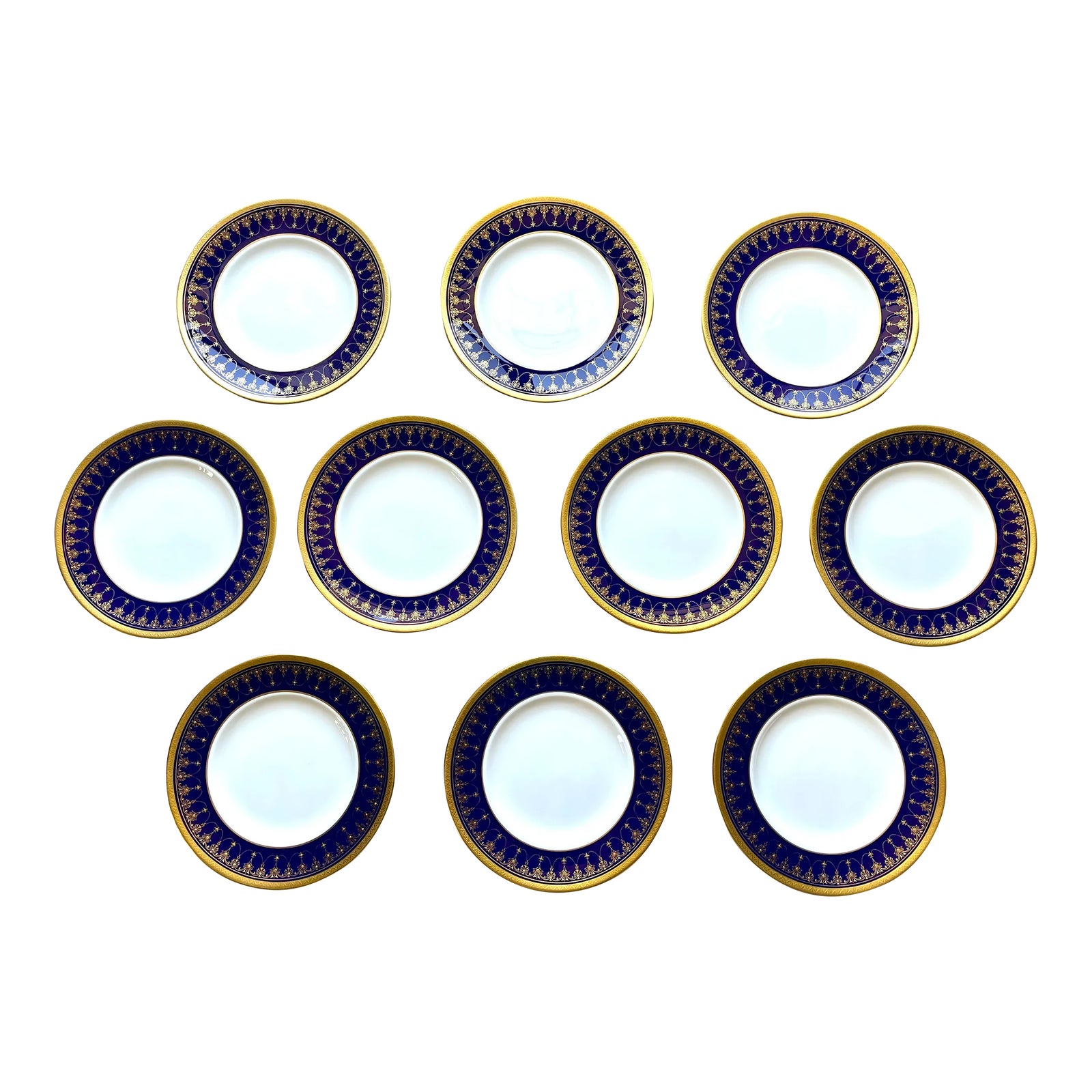 1980s Royal Worcester Imperial Bone China Gold Cobalt Blue Side Plates ...