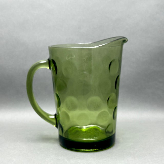Vintage Hazel-Atlas “El Dorado” Green Glass Pitcher With Interior ...
