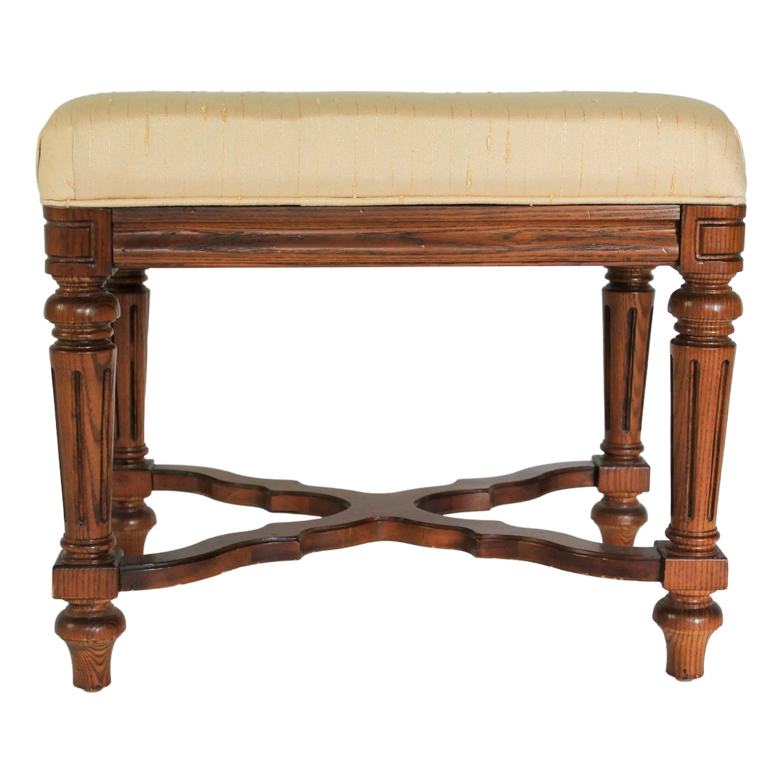 Vintage Louis XVI Style Upholstered Bench by Hammary | Chairish