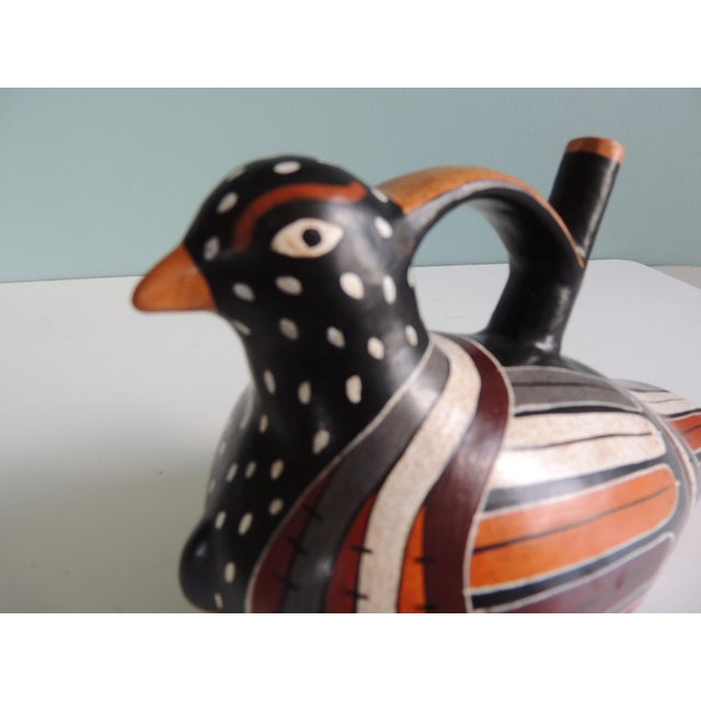 Vintage Hand-Painted Peruvian Terracotta Bird Vase | Chairish