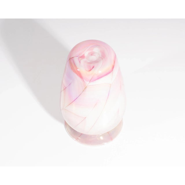 Gibson Glass 1990 Pink Iridescent Art Glass Vase | Chairish