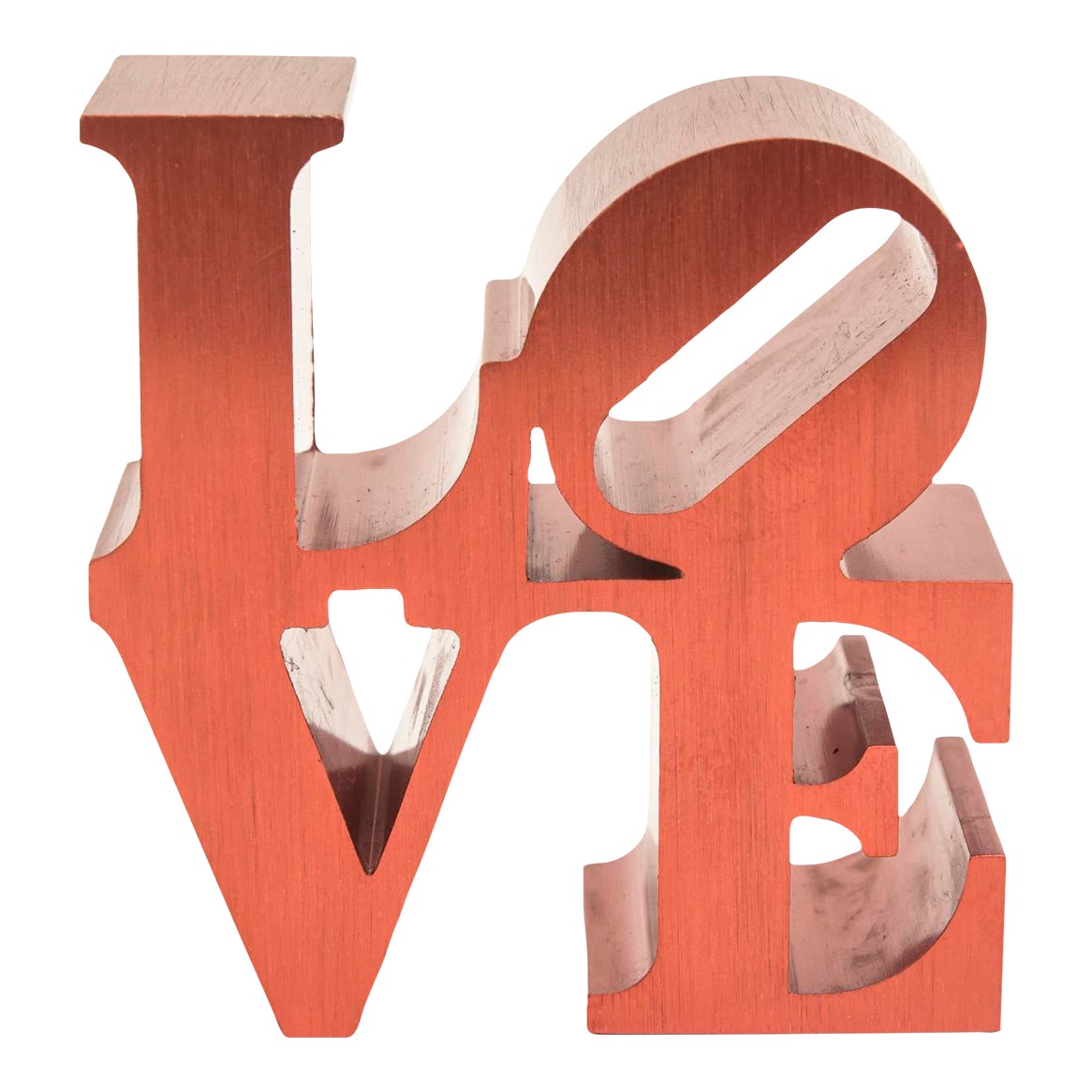 Vintage Authentic Robert Indiana Red Love Sculpture Brushed Aluminum ...