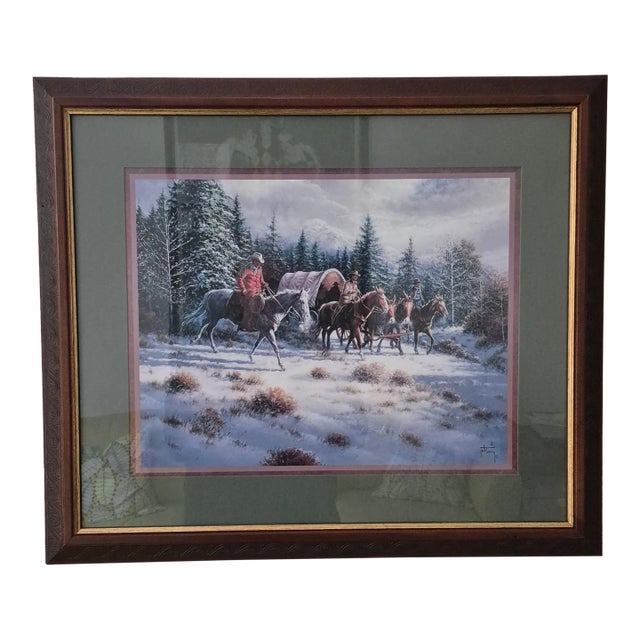 Vintage Jack Terry Cowboy Lithograph Print, Framed, 2002 | Chairish