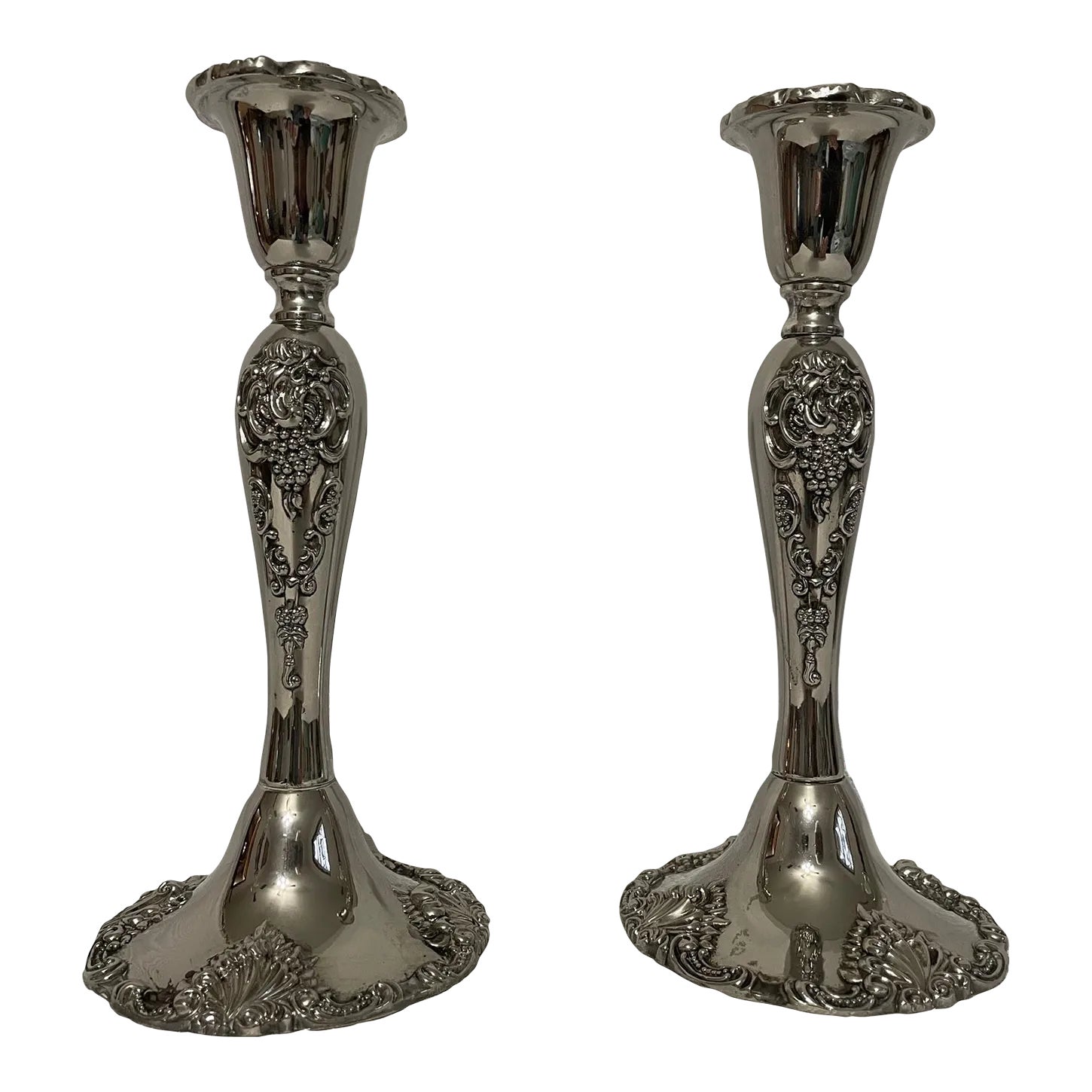 Vintage Godinger Silverplated Candlestick Holders - a Pair | Chairish