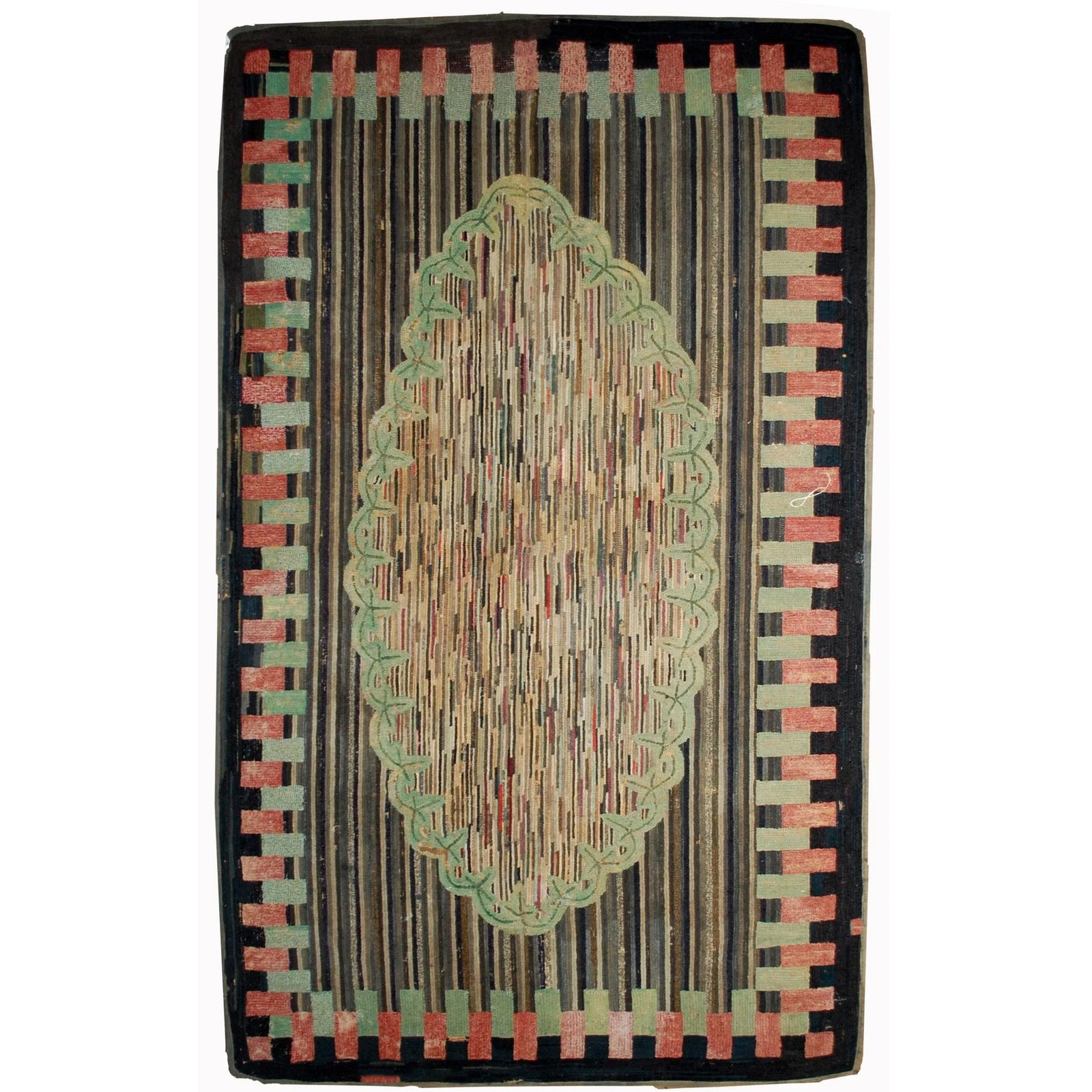 American Antique Handmade Hooked Rug- 4'10" x 7'7" | Chairish