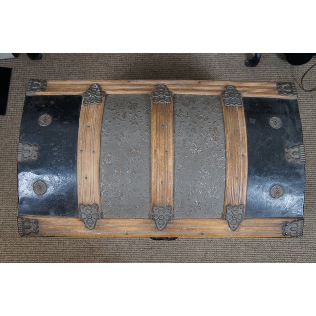 Late 19th Century Antique Embossed Metal Oak Banded Dome Top Steamer ...