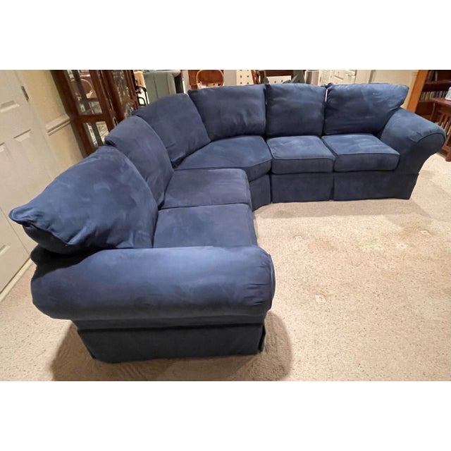 Versatile Blue Curved Sectional Sofa From Hickory Hill | Chairish