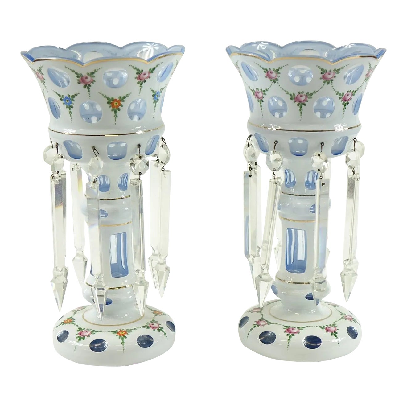 Late 19th Century Czech Decorative Hand Painted Glass Vases - A Pair ...