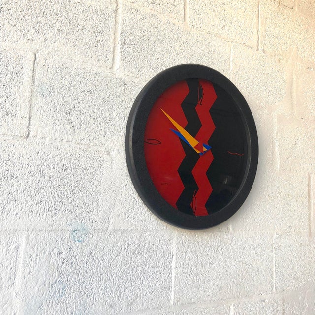 Large 1980s Postmodern Memphis Style Wall Clock | Chairish