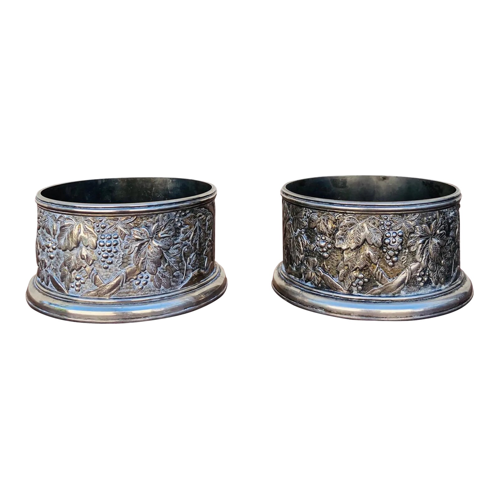 Pair of Late 20th Century Italian Silverplate Cup Holders | Chairish