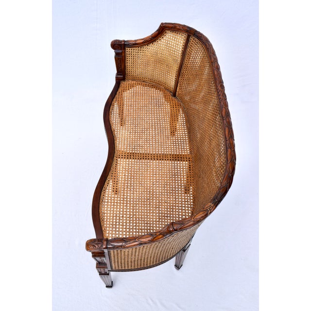 Vintage Double Cane Settee Bench | Chairish